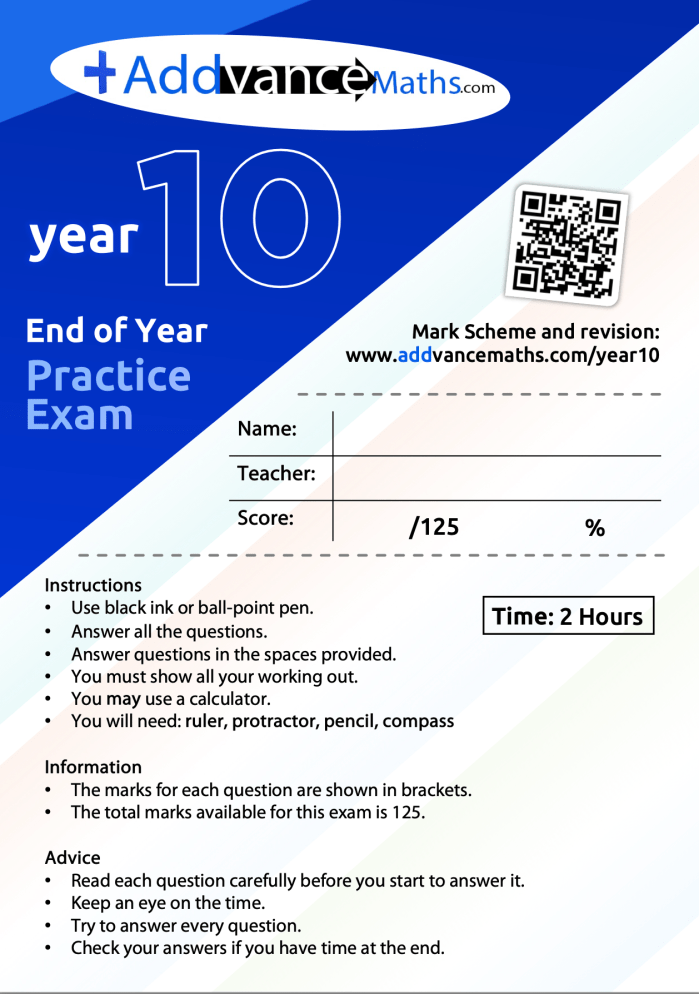 Year 10 Revision Guide – Addvance Maths