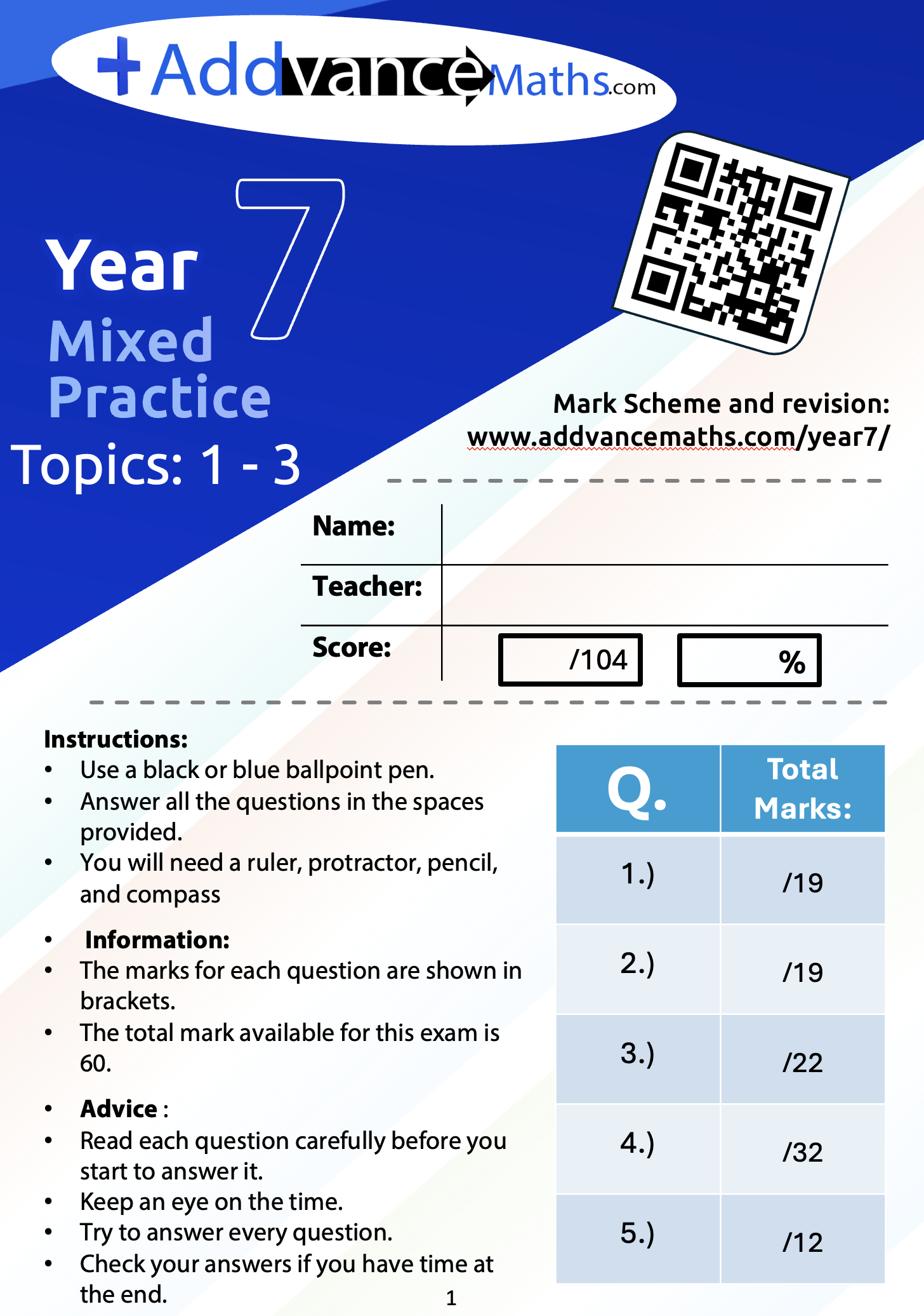 Year 7 Revision Guide – Addvance Maths